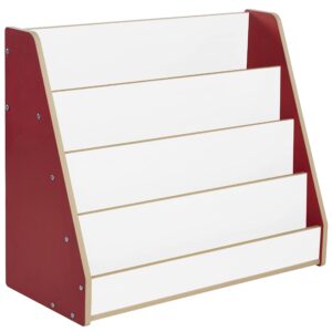 factory direct partners 11941-whrd colorful essentials big book display, laminate storage shelf for kid"s books for bedroom, playroom, daycare or classroom - white/red