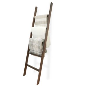 eknah 5+ blanket wood ladder rack - living room decor storage for quilts, comforters, throws