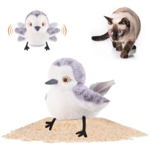 potaroma cat toys flapping bird (no flying), lifelike sandpiper chirp tweet, rechargeable touch activated kitten toy interactive cat exercise toys for all breeds cat kicker catnip toys 4.0"