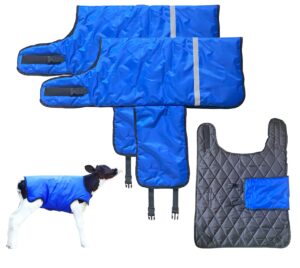 calf blanket horse blanket thickened warm calf clothing windproof waterproof calf warm artifact calf cold clothing calf keep warm clothing horse blanket for cattle(blue 2 pack)