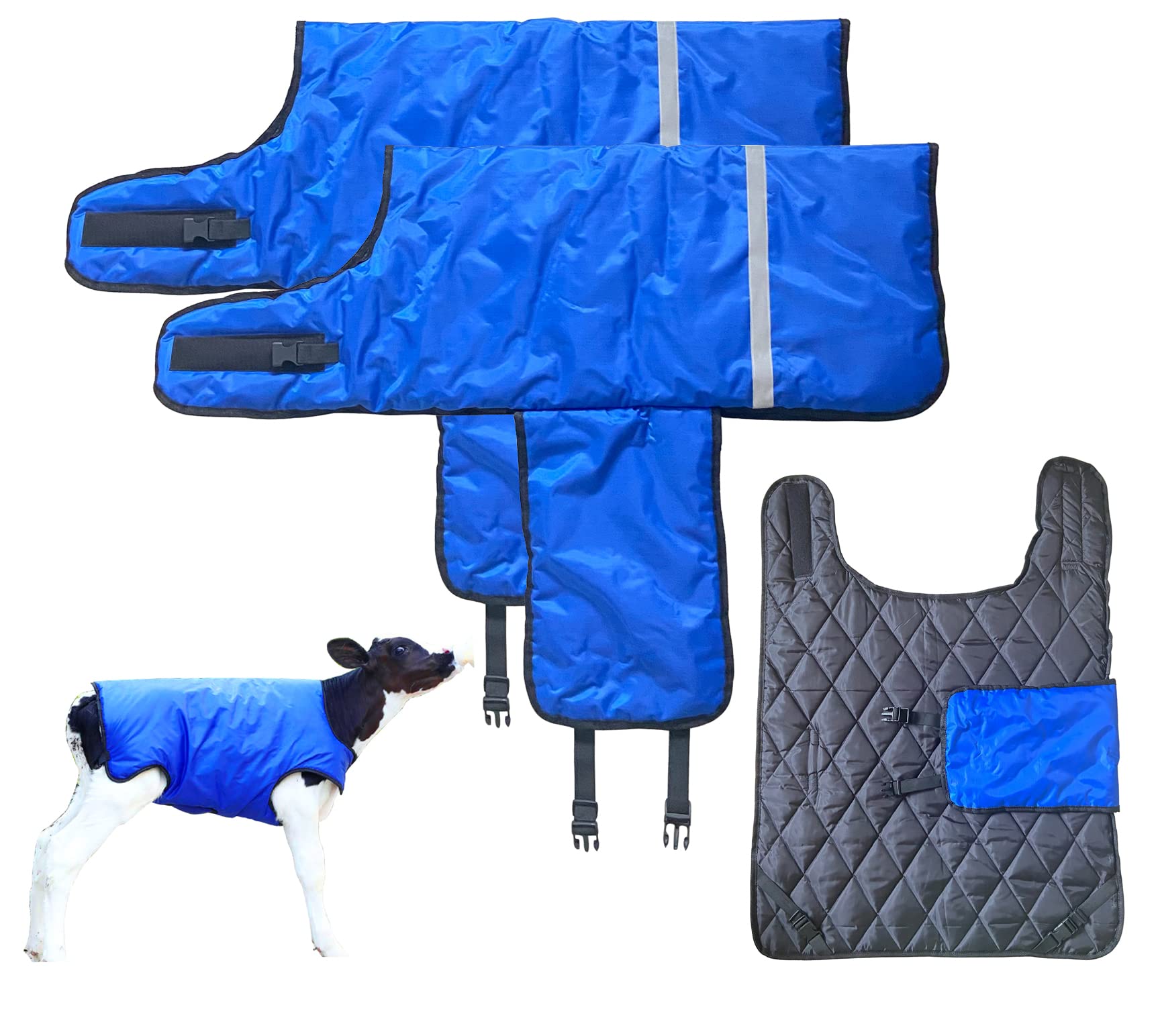 Calf Blanket Horse Blanket Thickened Warm Calf Clothing Windproof Waterproof Calf Warm Artifact Calf Cold Clothing Calf Keep Warm Clothing Horse Blanket for Cattle(Blue 2 Pack)