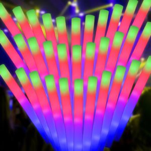 seerootoys 42pcs foam glow sticks,led foam sticks valentine's day glow in the dark party supplies 3 modes colorful flashing light up foam sticks for wedding,christmas,raves,birthday,halloween party