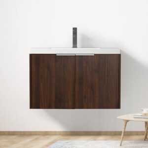 homsof soft close doors bathroom vanity with sink,30 inch for small bathroom,30"x18",california walnut