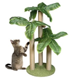 fhiny 35.4"tall cat scratching post, cat scratcher with 3 scratching poles for adult kitten scratching tree hanging ball toy cute canna vertical kitty activity center for indoor large cat kitty rabbit