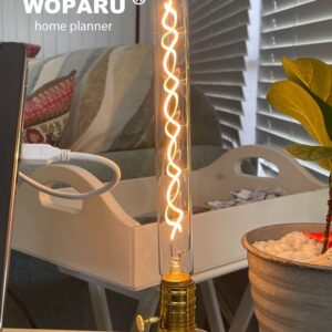 WOPARU Long Test Tube Spiral Vintage Edison Filament Light Bulb，T10/T32 Medium (E26) Standard Base E27，4W 2200K 240LM Dimmable LED Edison Bulb,40W Equivalent Warm White (Clear Glass)