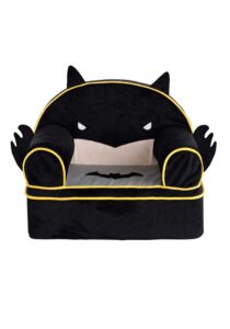 fun costumes batman face chair lounger seat, dc comics iconic black comfy soft plush seat standard