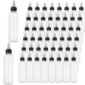 lishine 50 pack 4oz plastic squeeze bottles with twist top cap, boston dispensing bottles small twist top applicator bottle, mini squeeze bottles for paint, glue, crafts, ink, liquids, oil