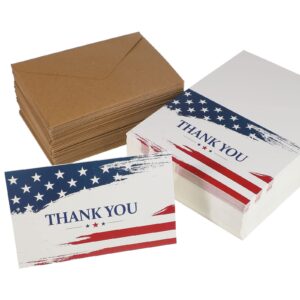 200 set blank patriotic thank you cards with envelopes military appreciation note greeting cards bulk american flag thank you postcards cards for veteran's day 4th of july military party gifts 4 x 6''