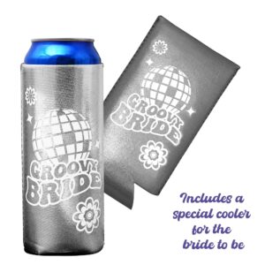 Last Disco Bachelorette Party Coozies Skinny Can {12 Pack} Includes Bride Coozie and 11 Slim Bachelorette Coozies for 70s Bachelorette Party