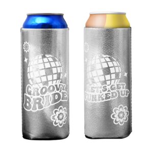 Last Disco Bachelorette Party Coozies Skinny Can {12 Pack} Includes Bride Coozie and 11 Slim Bachelorette Coozies for 70s Bachelorette Party