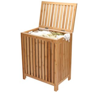 2lb depot laundry hamper - 25x20x13-inch waterproof bamboo laundry basket with lid - clothes hamper for laundry, versatile storage for blankets, toys, towels, or shoes - suitable for home organization