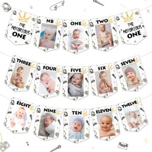 kreat4joy the notorious one birthday decorations photo banner, 1st birthday baby photo banner for newborn to 12 months, the big one hip hop 1st birthday banner for baby shower first birthday party