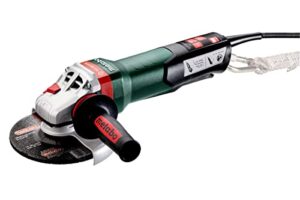 metabo 6-inch angle grinder, 10,000 rpm, 12 amp, non-locking paddle switch, brake, low vibration handle, drop secure, made in germany, wpb 13-150 quick ds, 603645420, green