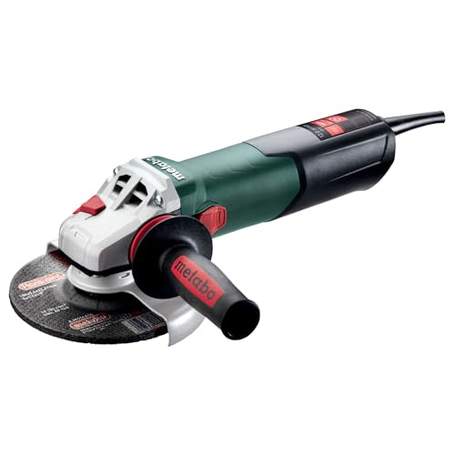 Metabo 6-Inch Angle Grinder, 10,000 RPM, 12 Amp, AC/DC, Slide Switch (Locking), Safety Clutch, M-Quick Wheel Change, Made in Germany, Low Vibration Handle, W 13-150 Quick, 603632420, Green