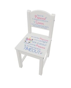 finished kids time out chair, children's timeout chair, naught spot chair with uv printing (white)