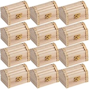 3.5” unfinished wood treasure chest by make market - ready-to-decorate wood box for trinkets, coins, valuables - bulk 12 pack