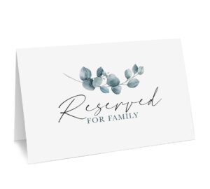 clever signs reserved table signs, pack of 25 reserved signs for family, reserved signs for weddings, receptions, christmas, 4x6 inches reservation cards for tables, greenery watercolor design