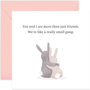 old english co. small gang birthday card for her - cute, sweet, heartfelt card for best friend, sister, mum, daughter, auntie | rabbit card for women | blank inside & envelope included