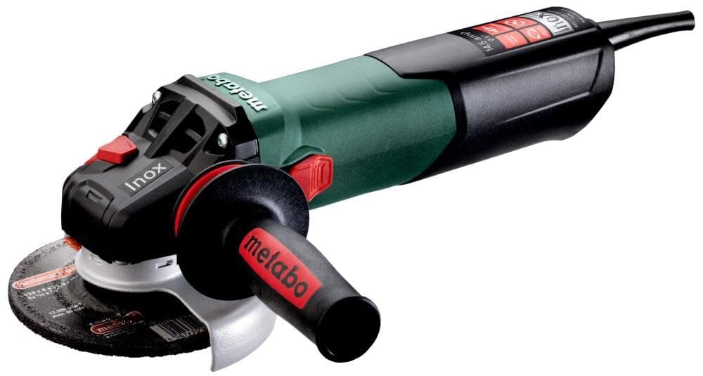 Metabo 4-1/2-Inch / 5-Inch Variable Speed Angle Grinder, 2,000-7,600 RPM, 14.5 Amp, Electronics, Slide Switch (Locking), Safety Clutch, M-Quick Wheel Change, WEV 17-125 Quick Inox, 600517420, Green