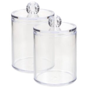 cabilock 2 pcs acrylic storage box acrylic storage container cotton pad holder plastic swab storage jar makeup cotton round holder make up pads holder holder bracket box cosmetic