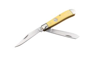 boker mini trapper 3.75 inch pocket knife, yellow synthetic, traditional series 2.0, made in germany