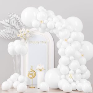 voircoloria 130pcs white balloons different sizes 18" 12" 10" 5" party latex balloons for birthday baby shower graduation wedding anniversary party decorations