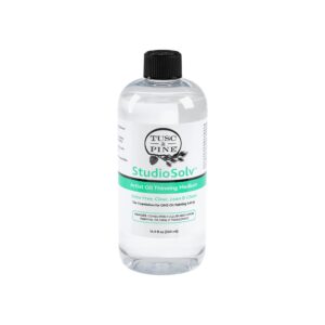 tusc & pine studiosolv™ odorless mineral spirits 16.9oz (500ml) - purified odor-free spirit solvent for thinning oils, artists, painting thinner, professionals, & more!