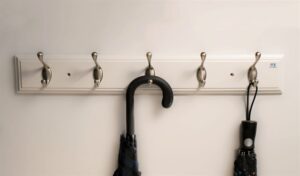 fantashome 27" bella wall mounted heavy duty hook rack with 5 hooks - white/silver, satin nickel finish