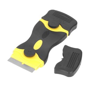 razor blade scraper 2pcs multi purpose cleaning razor scraper 2 in 1 razor scraper tool glass scraper for windows decals tint(black+yellow)