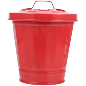 hemobllo garbage container bin desktop garbage bin, mini trash can with lid small iron garbage can flower pot wastebasket trash can for home kitchen office countertop (red) mini desktop wastebasket