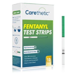 fentanyl test strips for rapid detection - 10 pack fentanyl testing strips in high sensitivity & rapid result - carethetic fentanyl test kit - easy to use & easy to read