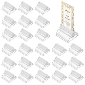 24 pcs plastis place card holders, small wedding table place cards holder acrylic table sign stands for wedding cards, photos,memos,pictures display (0.75×0.75 in)