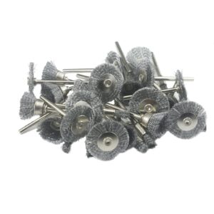 𝐉𝐔𝐍𝐋𝐈𝐗𝐍 30 pcs wire brush wheel, 1/8 inch shank coarse crimped steel wire brushes kits for dremel rotary tool (silver)