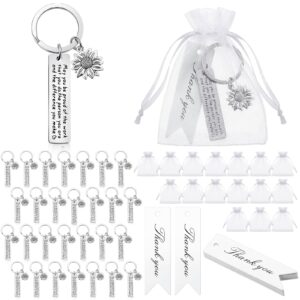 yinkin 72 pcs employee appreciation gifts in bulk thank you gifts including 24 sunflower staff coworker keychain 24 white organza mesh bags 24 thank you gift tags leaving gifts for colleague employee