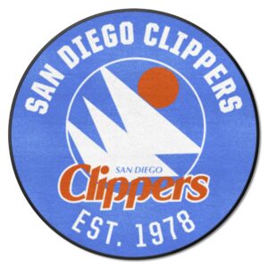 fanmats 35395 nba retro san diego clippers roundel rug - 27in. diameter