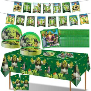 83 pcs birthday party supplies movie themed party decorations for boys girls, valentine's day serves 40 guests with 1 banner, 2 tablecloths, 40 plates, 40 napkins