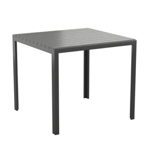 flash furniture harris commercial indoor/outdoor patio table - black poly resin slatted top - black steel frame - seating for 4, 31.5" square