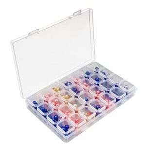 Diamond Painting Storage Containers, Qtopun 28 Grids Portable Bead Storage Container Plastic Organizer Box Craft Case for Fishing Tackles, Beads, Seeds, Art Crafts, Nail Diamond