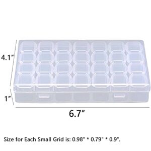 Diamond Painting Storage Containers, Qtopun 28 Grids Portable Bead Storage Container Plastic Organizer Box Craft Case for Fishing Tackles, Beads, Seeds, Art Crafts, Nail Diamond