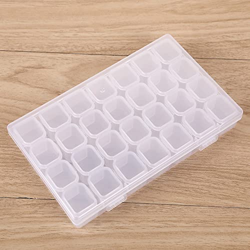 Diamond Painting Storage Containers, Qtopun 28 Grids Portable Bead Storage Container Plastic Organizer Box Craft Case for Fishing Tackles, Beads, Seeds, Art Crafts, Nail Diamond