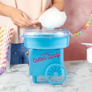 countertop cotton candy machine – includes scoop and 10 serving sticks – works with cotton candy sugar or hard candy by great northern popcorn (blue)