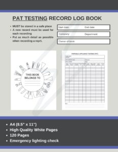 pat testing record log book: professional pat testing record book | electrical equipment control log book | heath & safety compliance record book | for businesses, schools and landlords