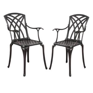 withniture outdoor patio chairs set of 2,outdoor dining chairs with arms,cast aluminum patio chairs,all weather bistro chair for front porch set,lawn,garden,backyard(bronze)