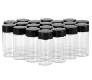 kesell 20ml glass vials with caps, small screw cap glass sample bottles, clear bottle container, pack of 20