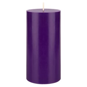 mega candles 1 pc unscented purple round pillar candle, hand poured premium wax candles 3 inch x 6 inch, home décor, wedding receptions, baby showers, birthdays, celebrations, party favors & more