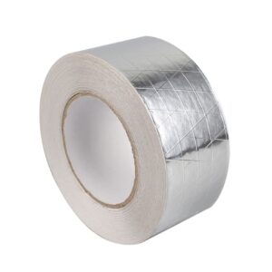 glass fiber cloth aluminum tape silver, reinforced self-adhesive heat reflective tape, heat jacketing insulation resistant high temperature hvac tape, metal repair duct tape (3.15inch x 82ft)