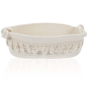 imikeya cotton rope woven baskets: woven cotton storage basket tassel closet storage bins small storage basket decorative basket bins container organizer for shelf desktop home decor