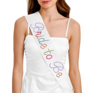 xo, fetti bride to be rainbow rhinestone sash | bachelorette party decorations, lgbtq bridal shower gift, lesbian bridesmaid favors