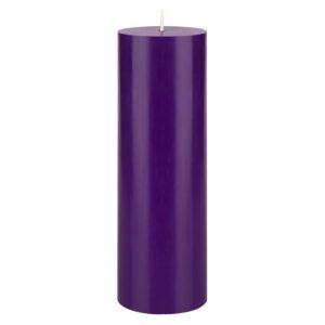 mega candles 1 pc unscented purple round pillar candle, hand poured premium wax candles 3 inch x 9 inch, home décor, wedding receptions, baby showers, birthdays, celebrations, party favors & more