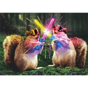 avanti press squirrels with glow sticks funny / humorous birthday card